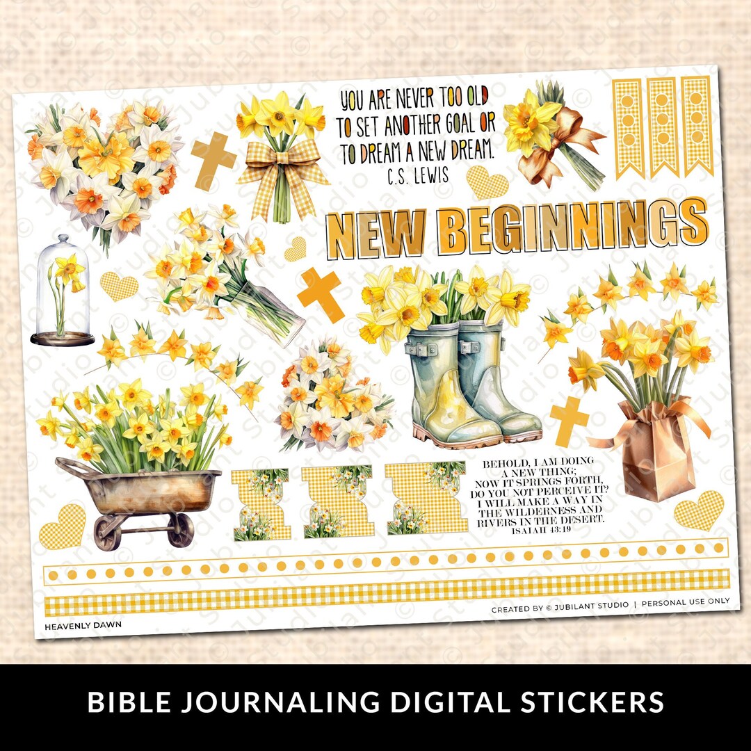 Heavenly Dawn Bible Journaling Printable Sticker Sheet, Journal ...