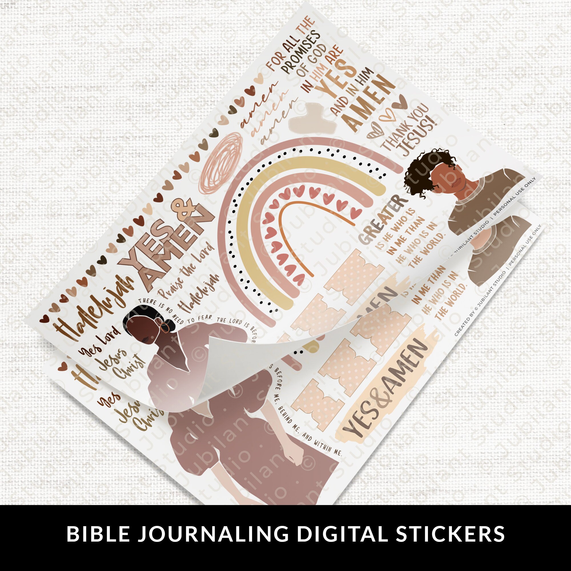 Yes and Amen Bible Journaling Stickers Printable Diversity | Etsy