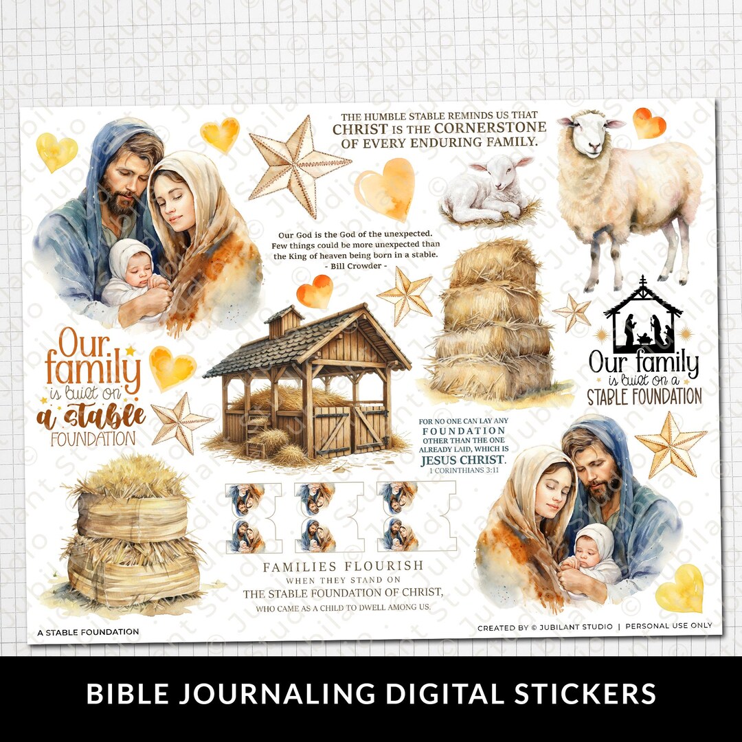 A Stable Foundation Bible Journaling Stickers Printable, Christmas ...