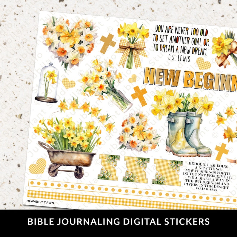Heavenly Dawn Bible Journaling Printable Sticker Sheet, Journal ...