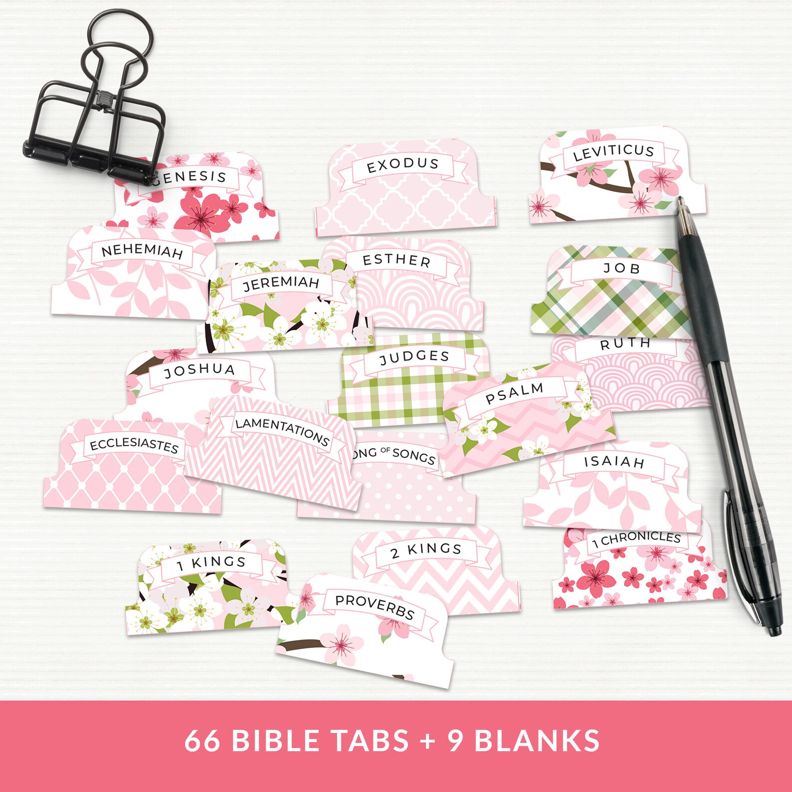 Cherry Blossoms Sakura Bible Tabs, Printable Bible Journaling Stickers ...