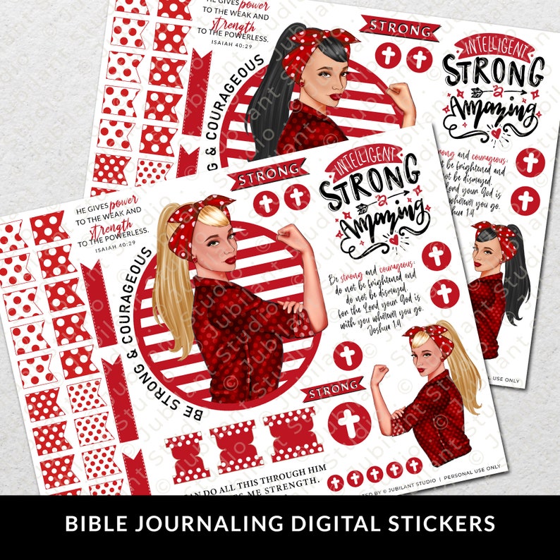 Strong & Courageous Bible Journaling Printable Sticker Sheet - Etsy