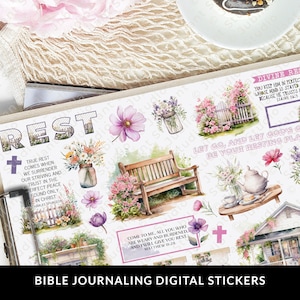 Divine Rest Bible Journaling Printable Sticker Sheet, Journal Supplies ...