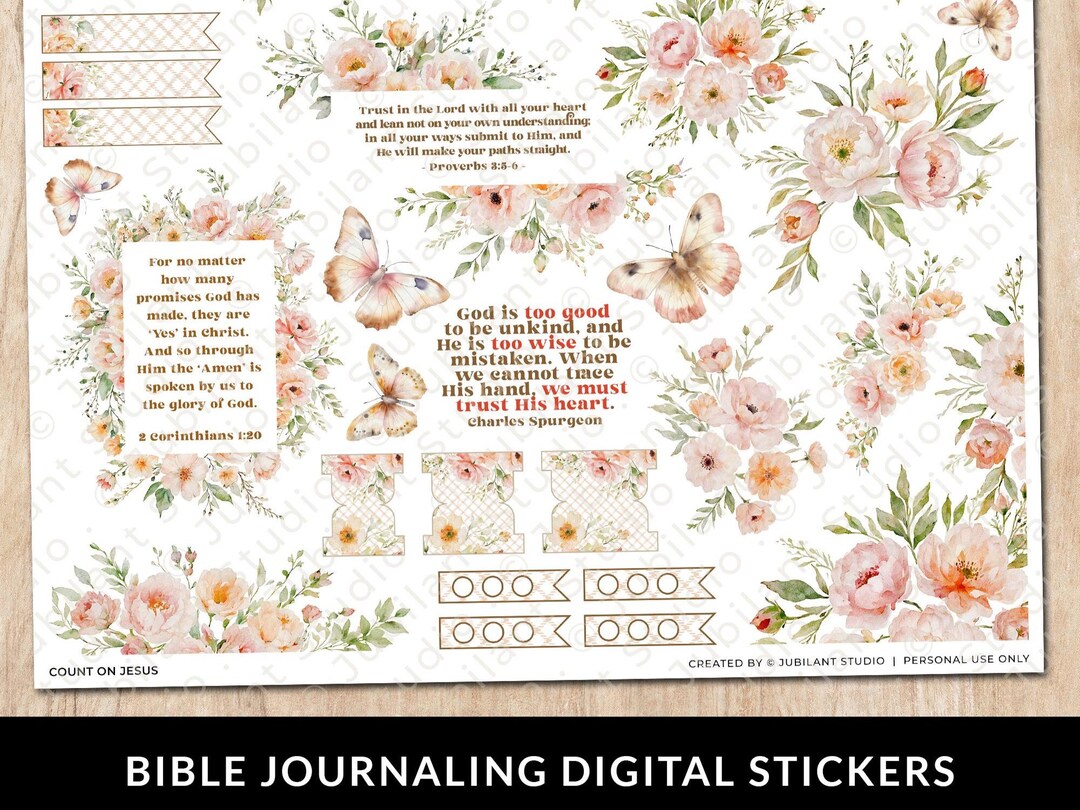 Count on Jesus Bible Journaling Stickers Printable, Prayer Journal ...