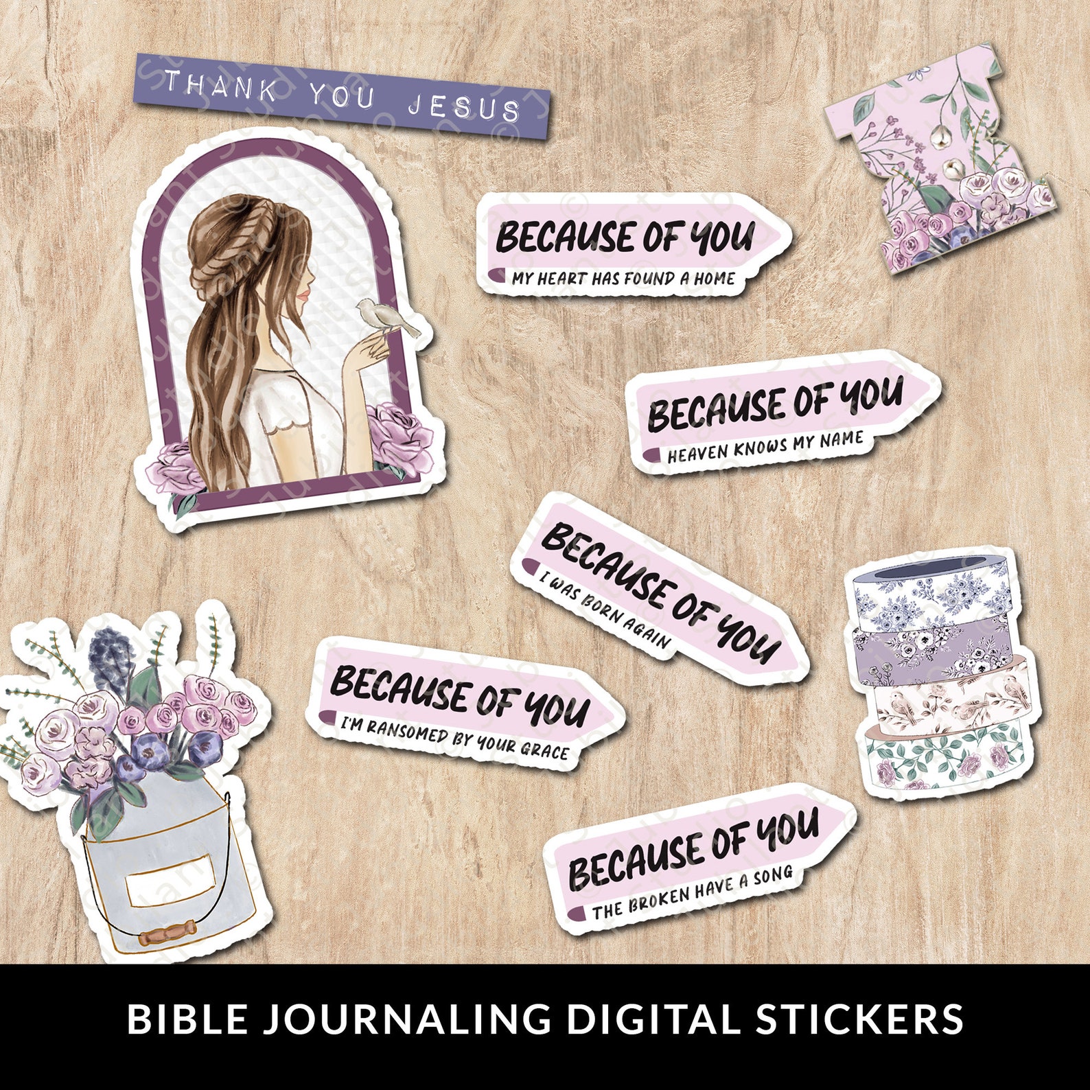 Because of You Bible Journaling Stickers Printable, Diversity ...