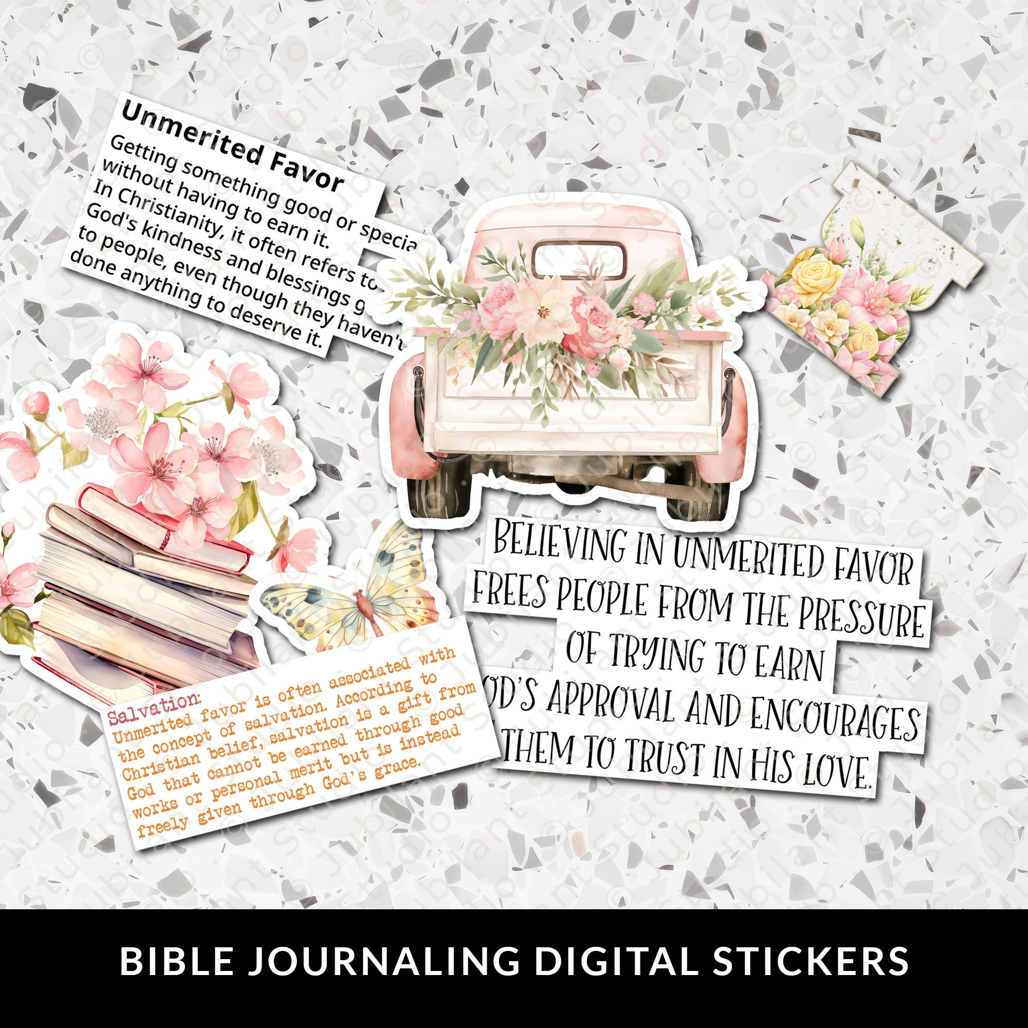 Unmerited Favor Journaling Printable Sticker Sheet, Journal Supplies ...