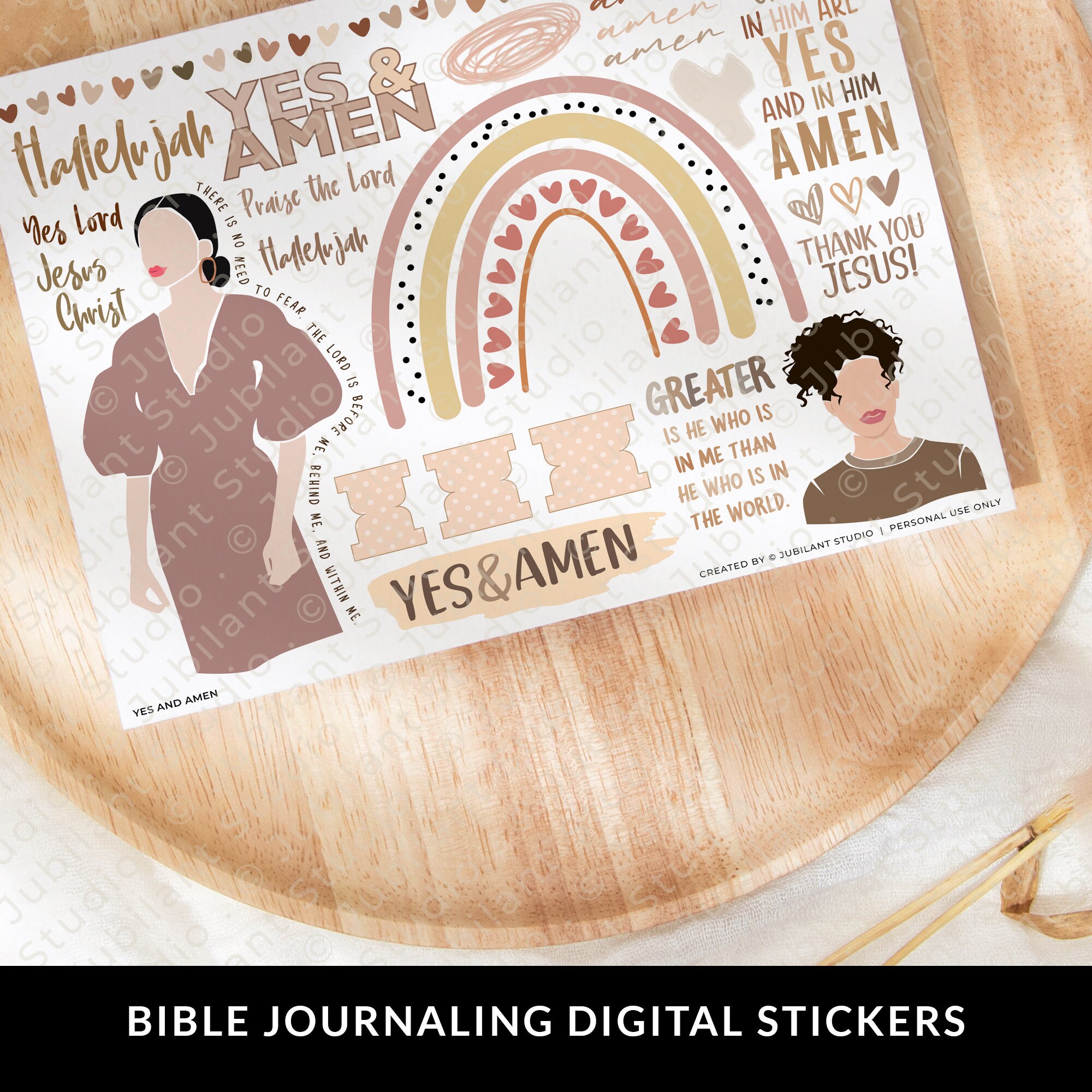 Yes and Amen Bible Journaling Stickers Printable Diversity | Etsy