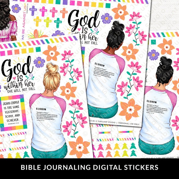 God is Within Her Bible Journaling Stickers Printable - Etsy