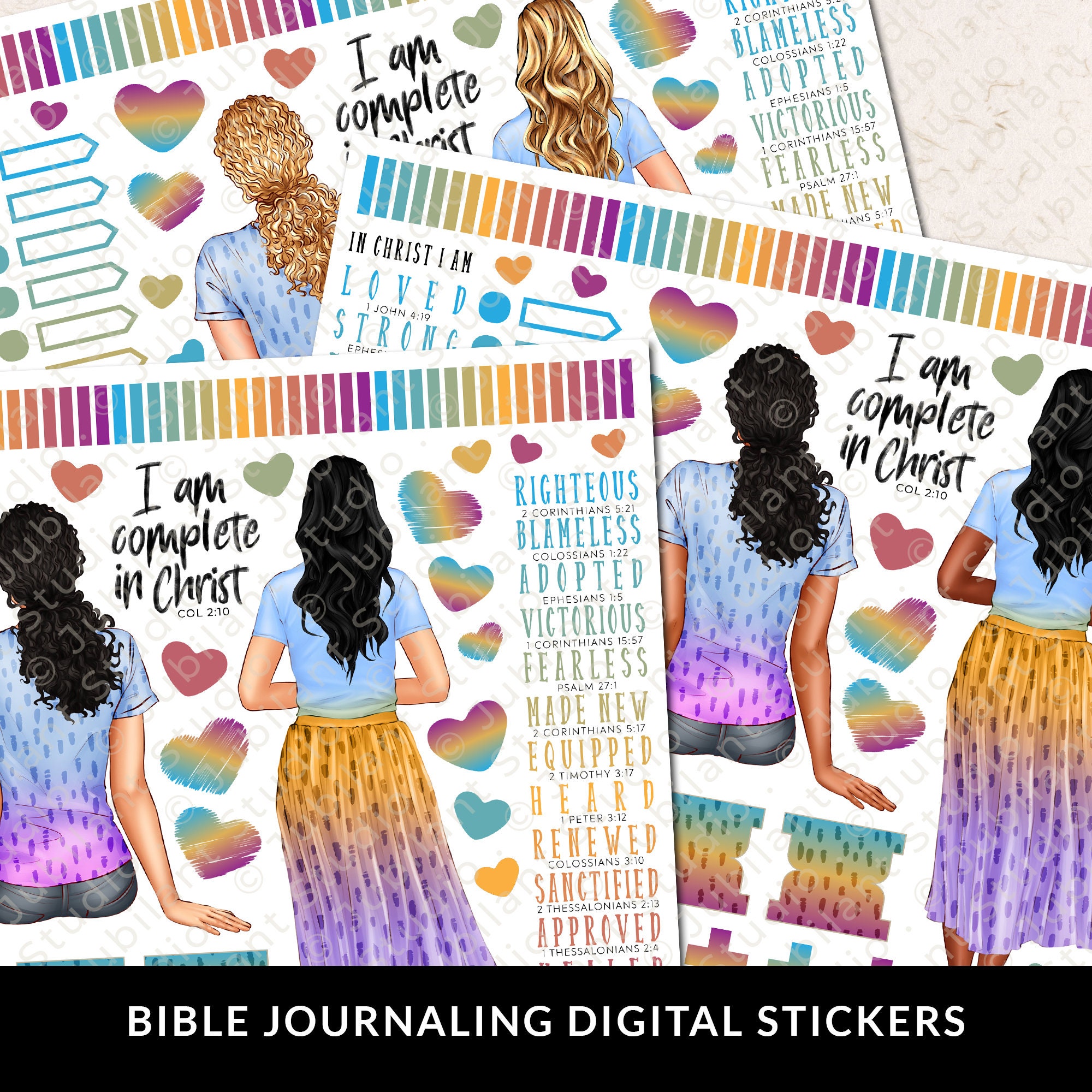 In Christ I Am Bible Journaling Stickers Printable Diversity - Etsy