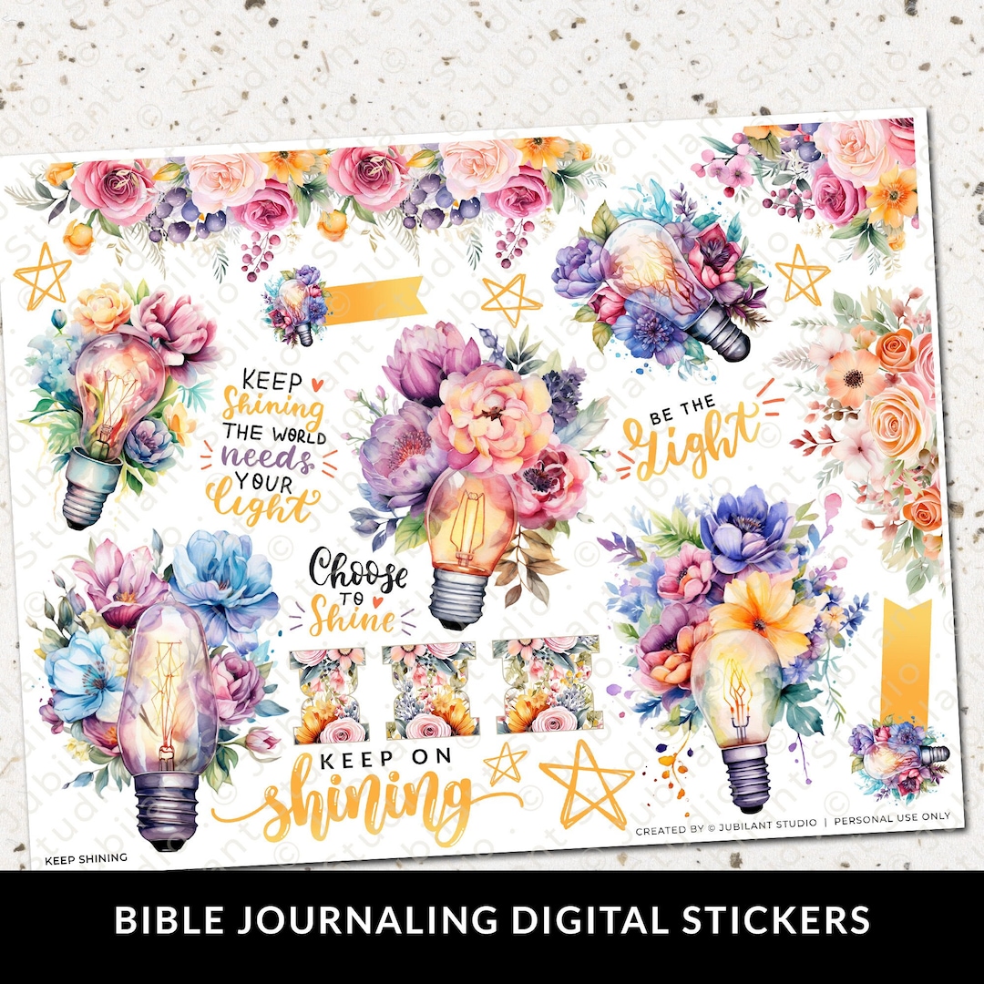 Keep Shining Bible Journaling Stickers Printable, Christian Faith ...