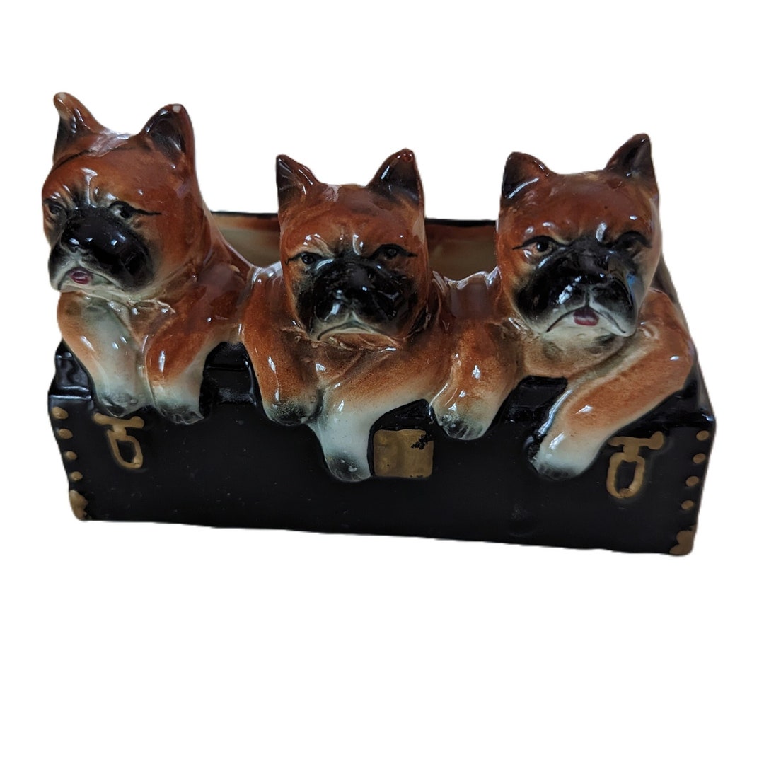 Vintage Boxer Dog China Planter - Etsy