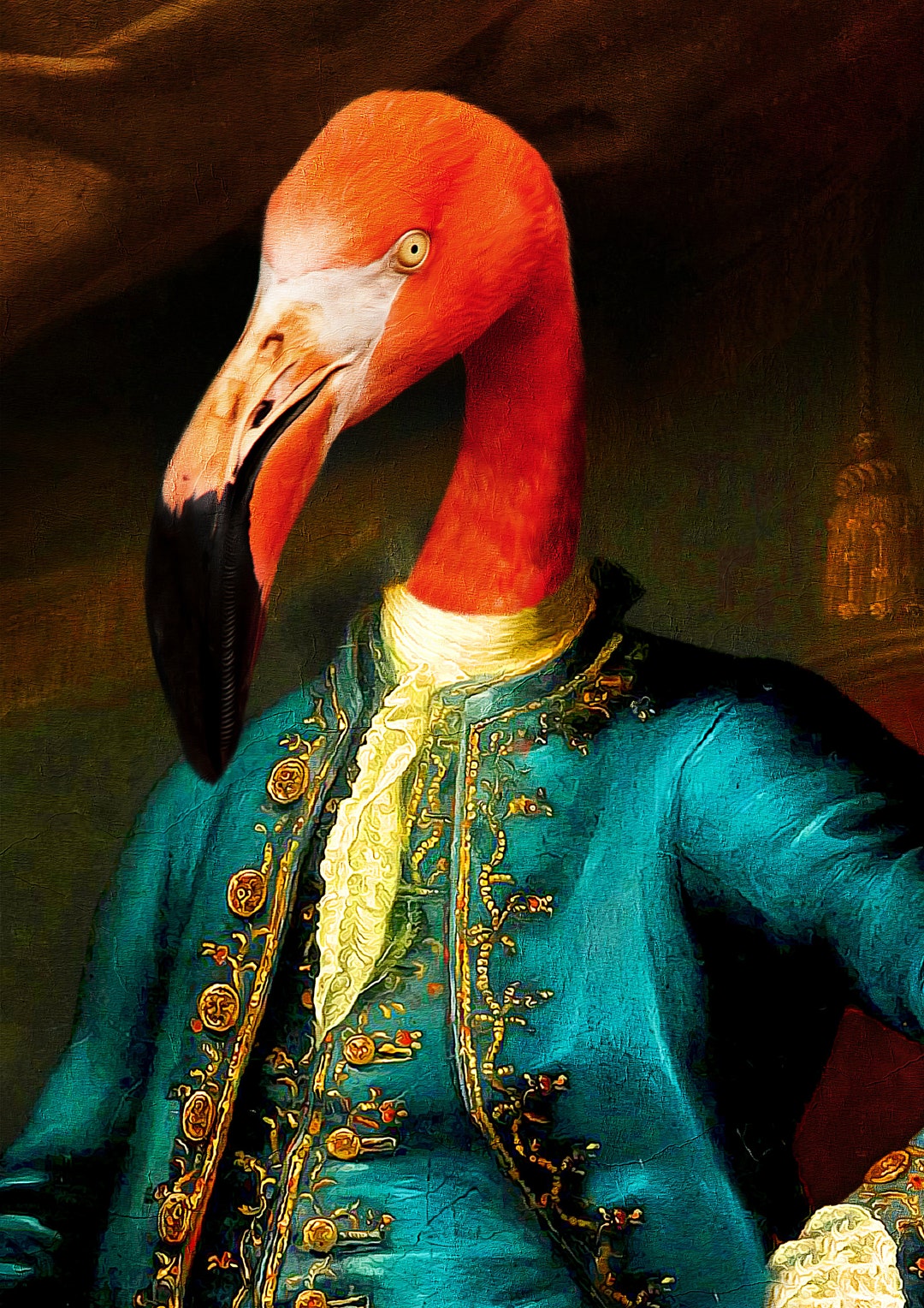 Digital File Renaissance Flamingo Vintage Portrait, Animal Painting ...