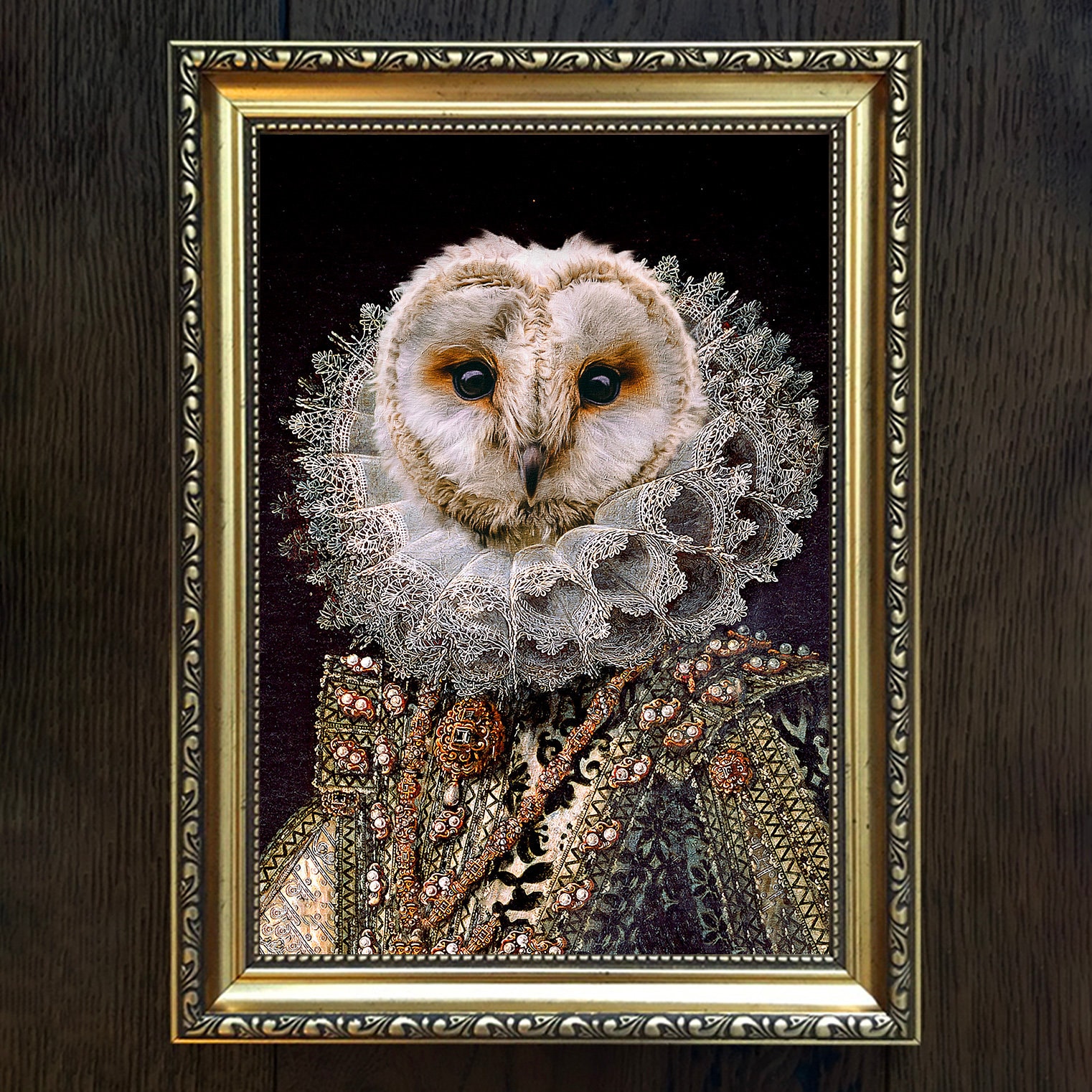 Renaissance Barn Owl Vintage Portrait Animal Painting Wall - Etsy