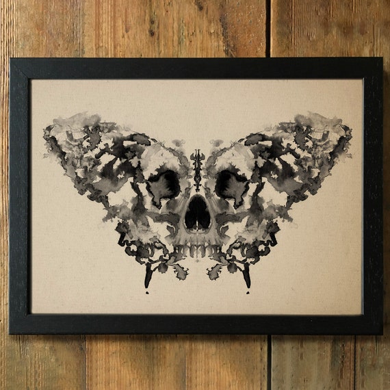 Rorschach Test Style Butterfly Skull Monochrome Abstract Print - Etsy