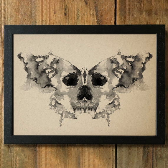 Rorschach Test Style Butterfly Skull Monochrome Abstract Print - Etsy
