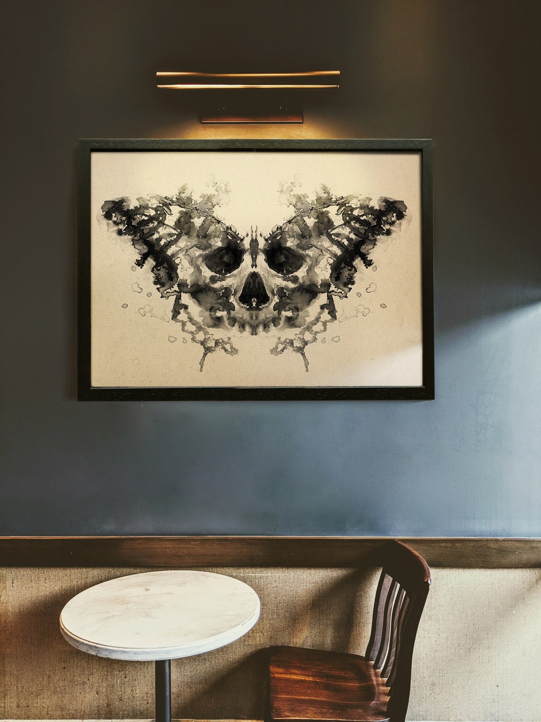 Rorschach Test Style Butterfly Skull Monochrome Abstract Print Dark Art ...