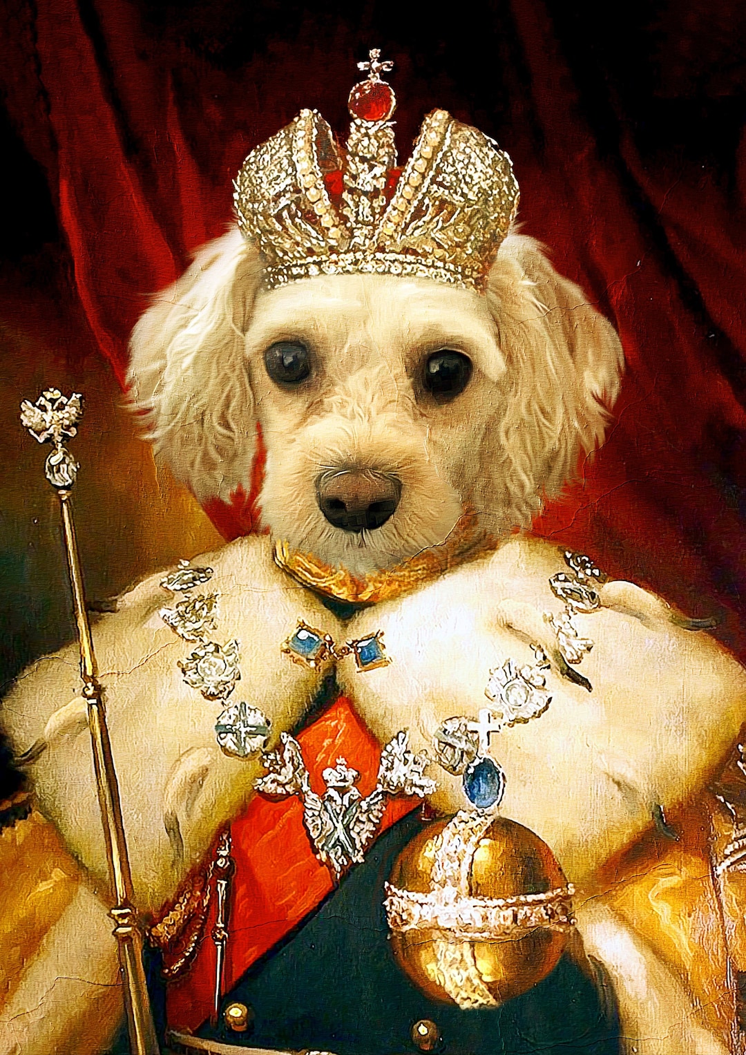 Pet Portrait as Royalty, Dog Portrait as General King Queen - Etsy