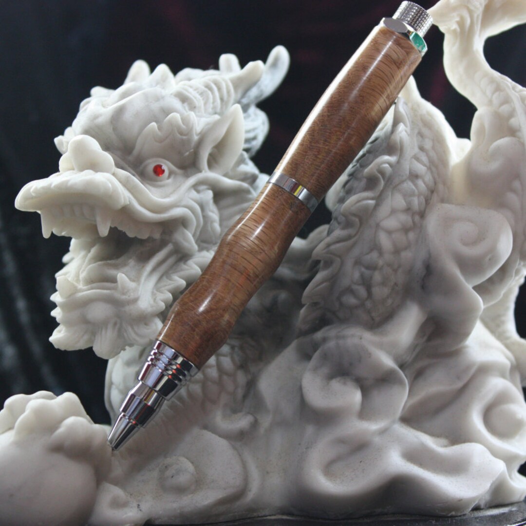 Oak Wood Artist Sketch Pencil With Spiral Chatoyance and Chrome Accents ...