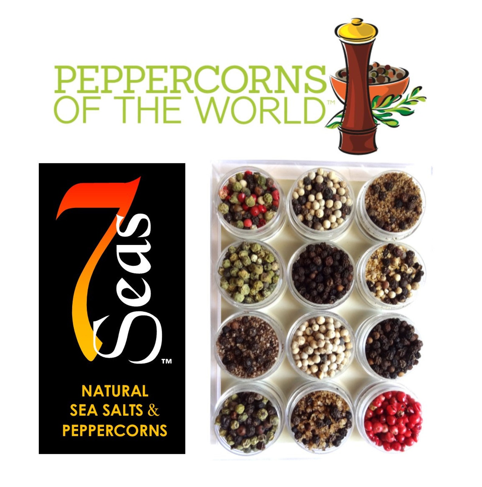 Salts of the 7 Seas Peppercorns of the World Sampler, Premium Whole ...
