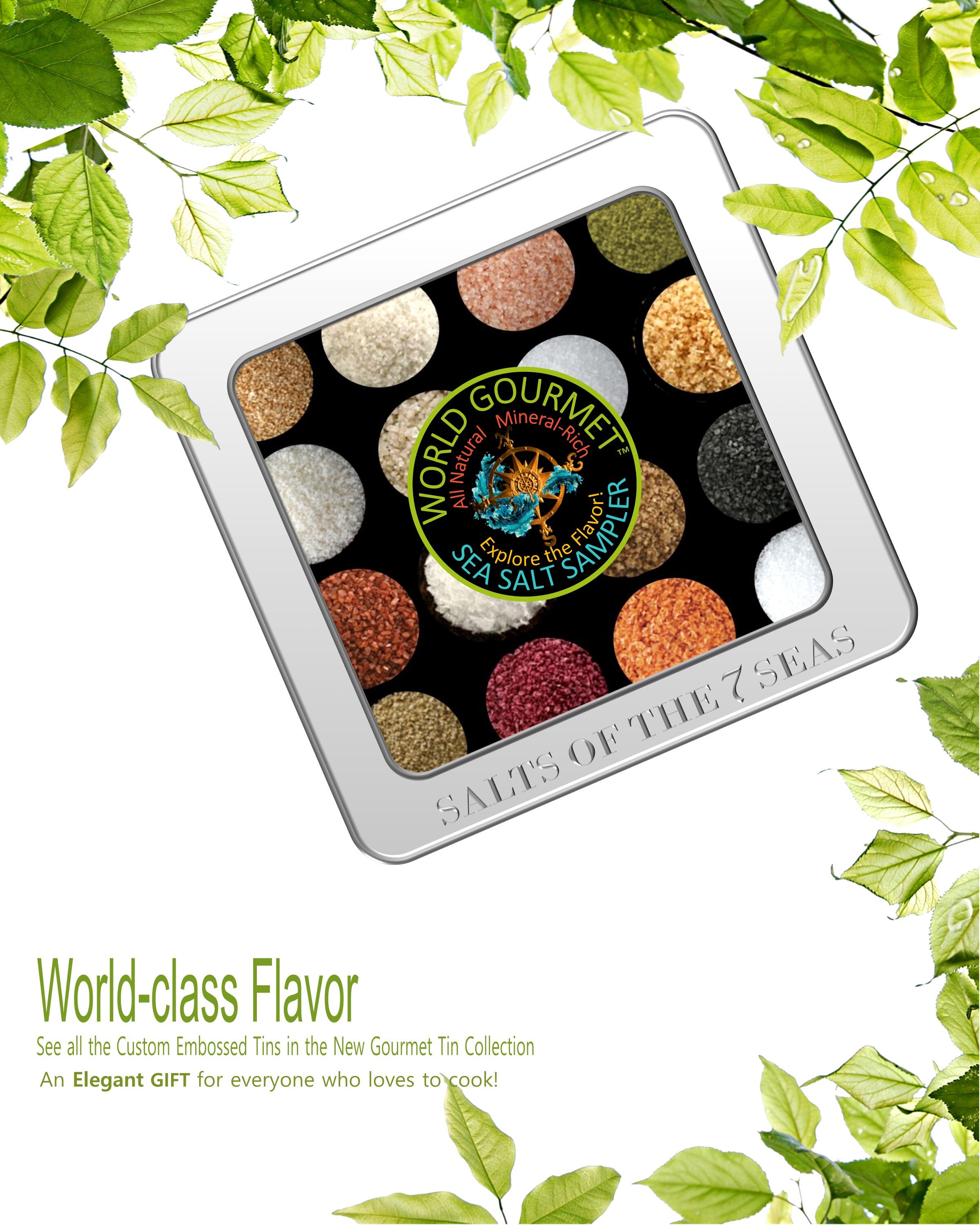 The WORLD TIN Gourmet Sea Salt Sampler 16 All Natural Salts From Around ...