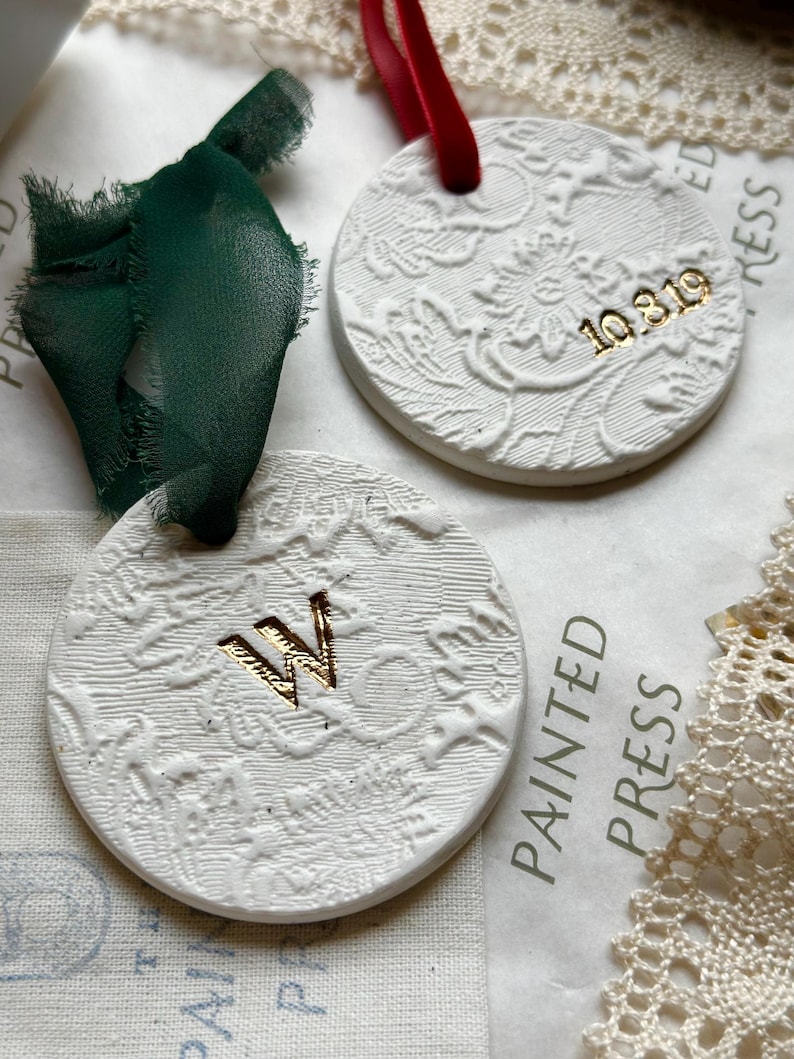 Personalized Clay Ornament – Hand-painted Names & Date – First ...