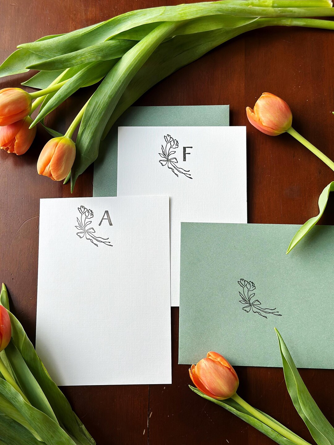 Custom Monogrammed Stationary Set, Hand Stamped Personalized Stationary ...