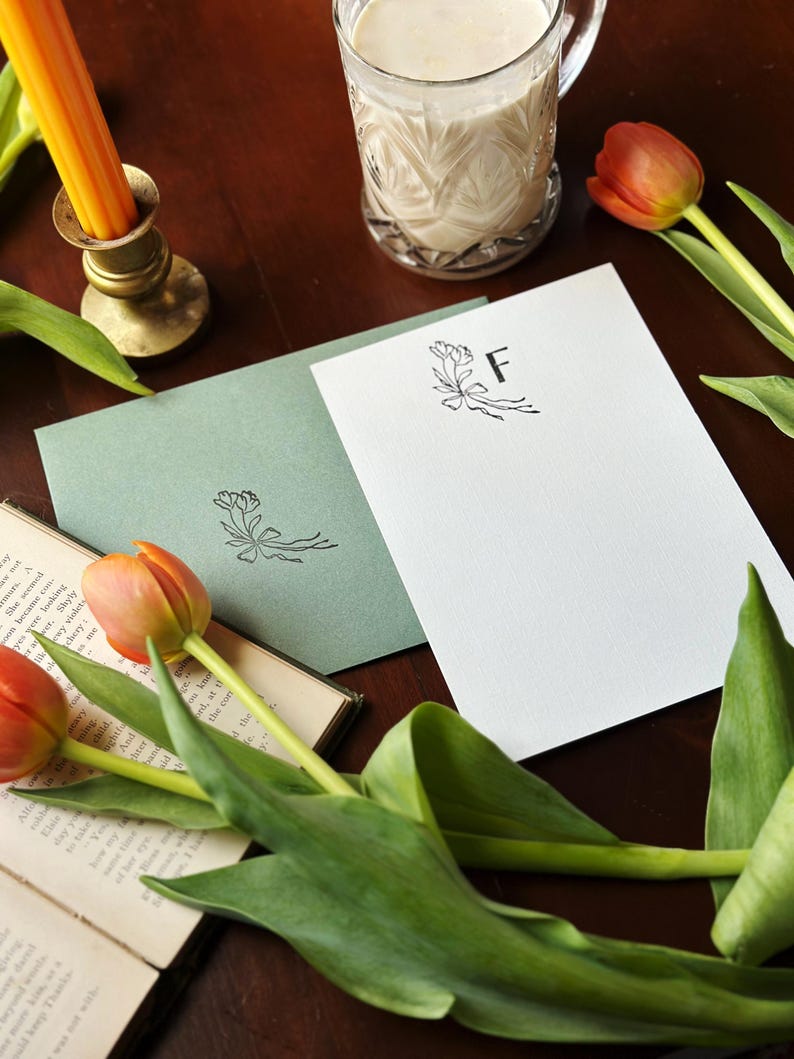 Custom Monogrammed Stationary Set, Hand Stamped Personalized Stationary ...