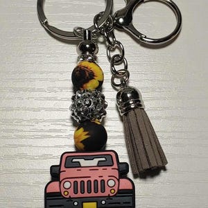Off Road Vehicle & Sunflower Keychain - Etsy