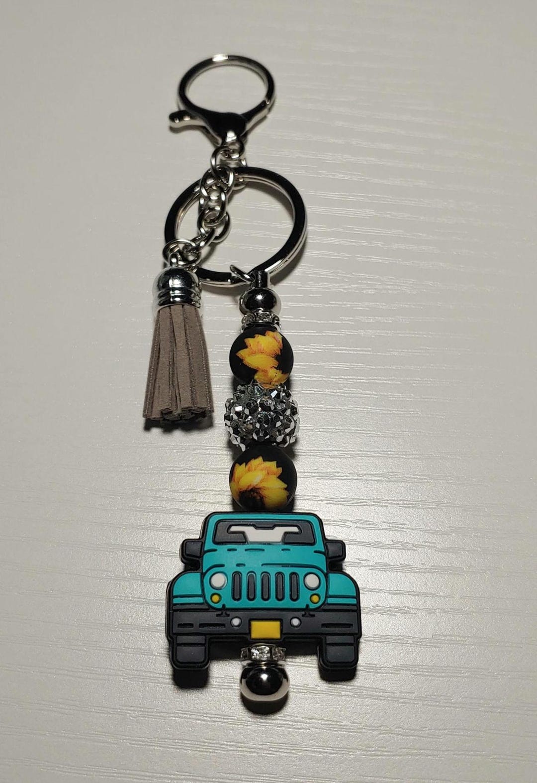 Off Road Vehicle & Sunflower Keychain - Etsy