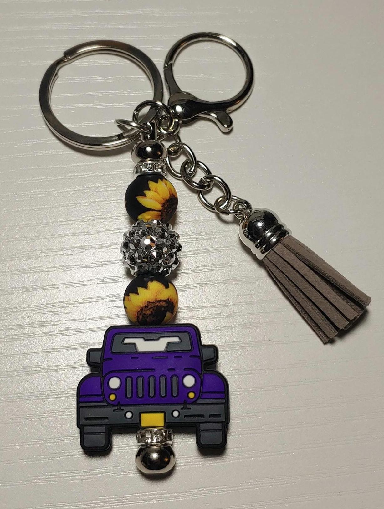 Off Road Vehicle & Sunflower Keychain - Etsy