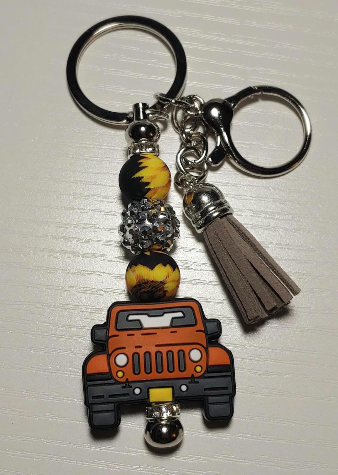 Off Road Vehicle & Sunflower Keychain - Etsy