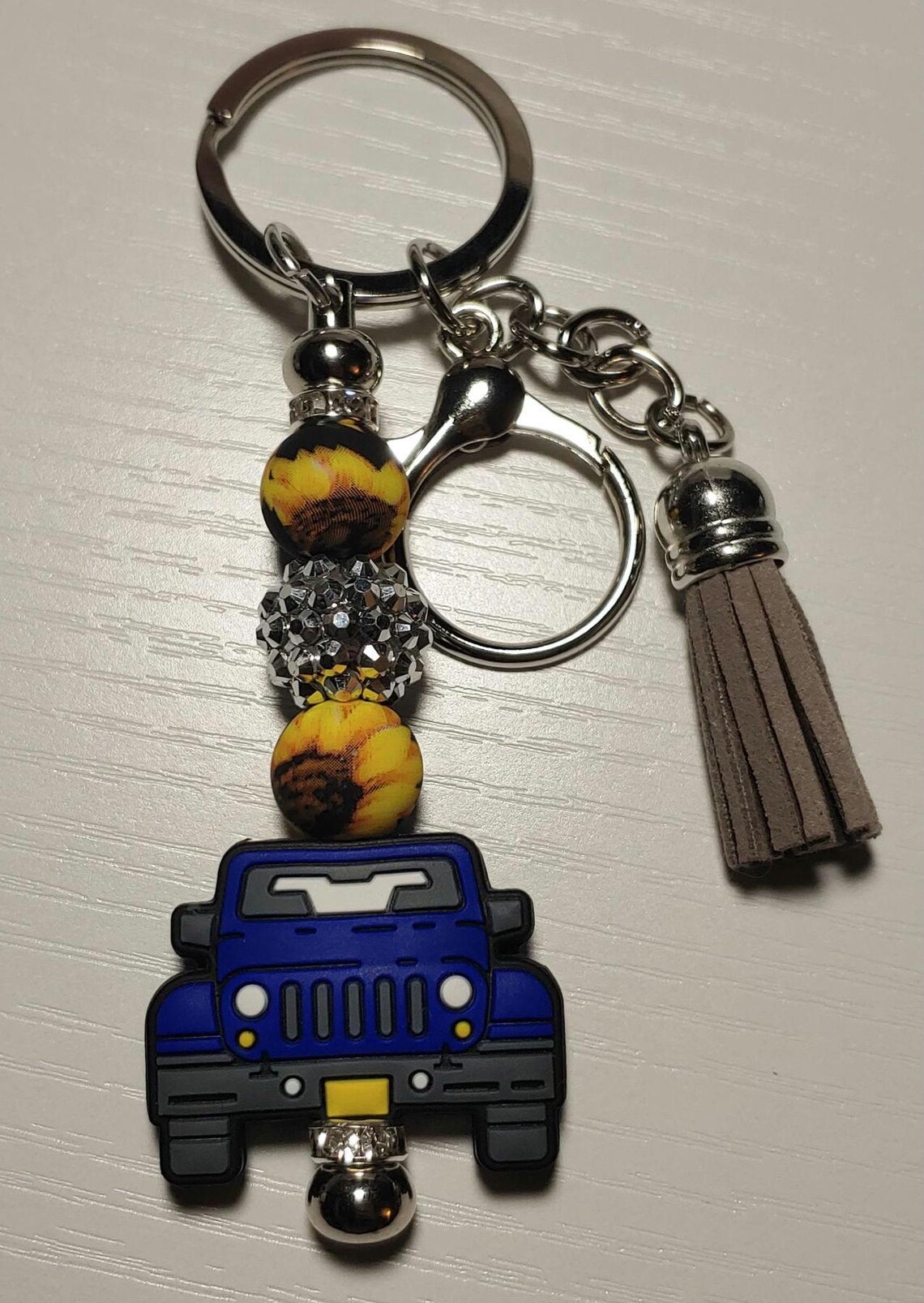 Off Road Vehicle & Sunflower Keychain - Etsy