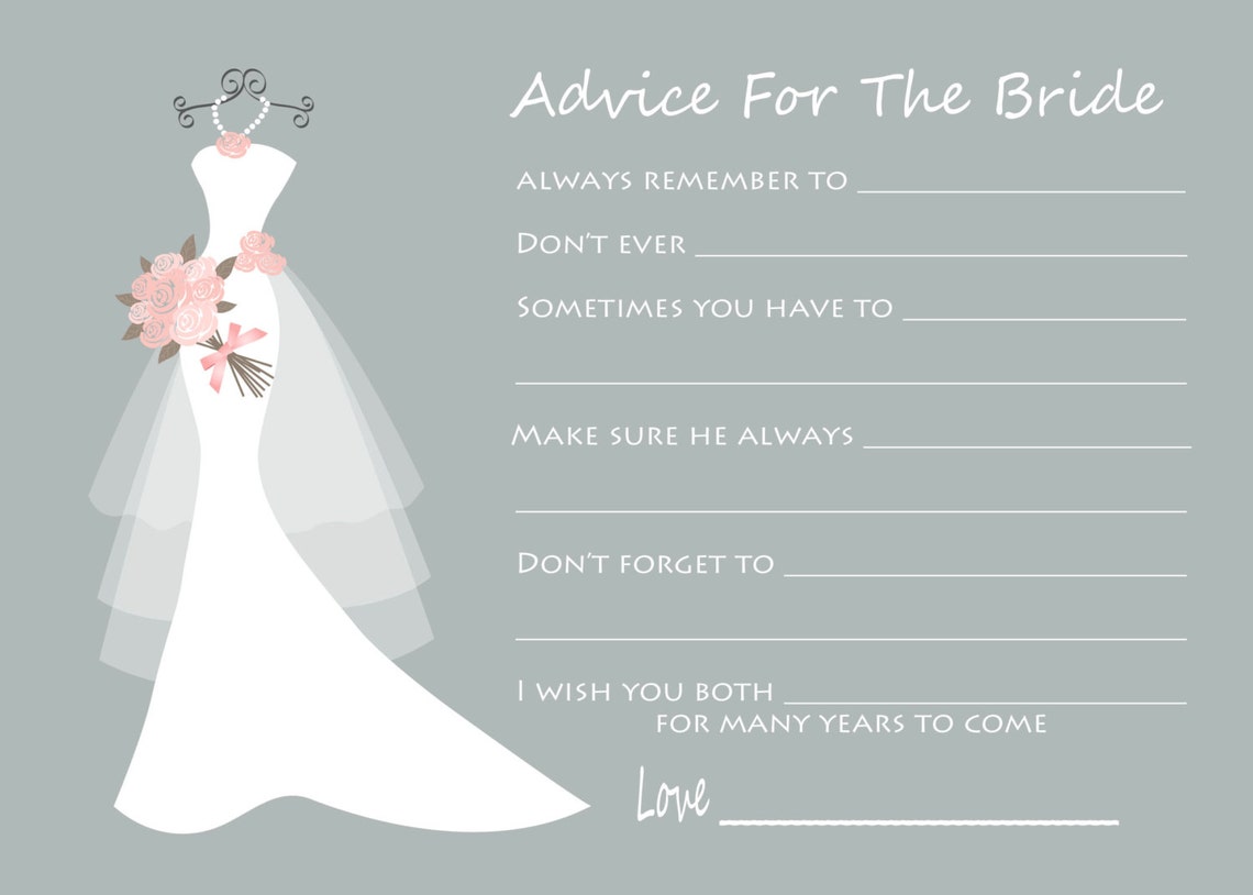 Advice for the Bride, Wedding Advice Cards, Bridal Shower Advice for ...