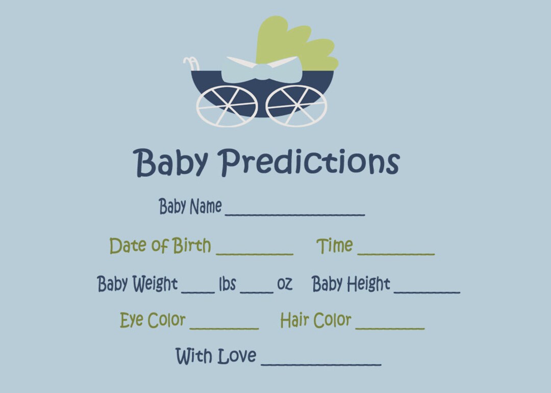 Baby Shower Prediction Cards - Baby Games for Baby Shower - Baby Shower ...