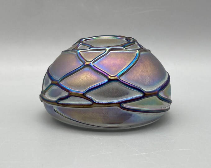 Art Glass Paperweight BEAUTIFUL Iridescent Glass Cobalt Aurora Borealis ...