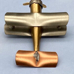 Airplane Brooch Mixed Metal Biplane Unique/unbranded Brass Copper ...