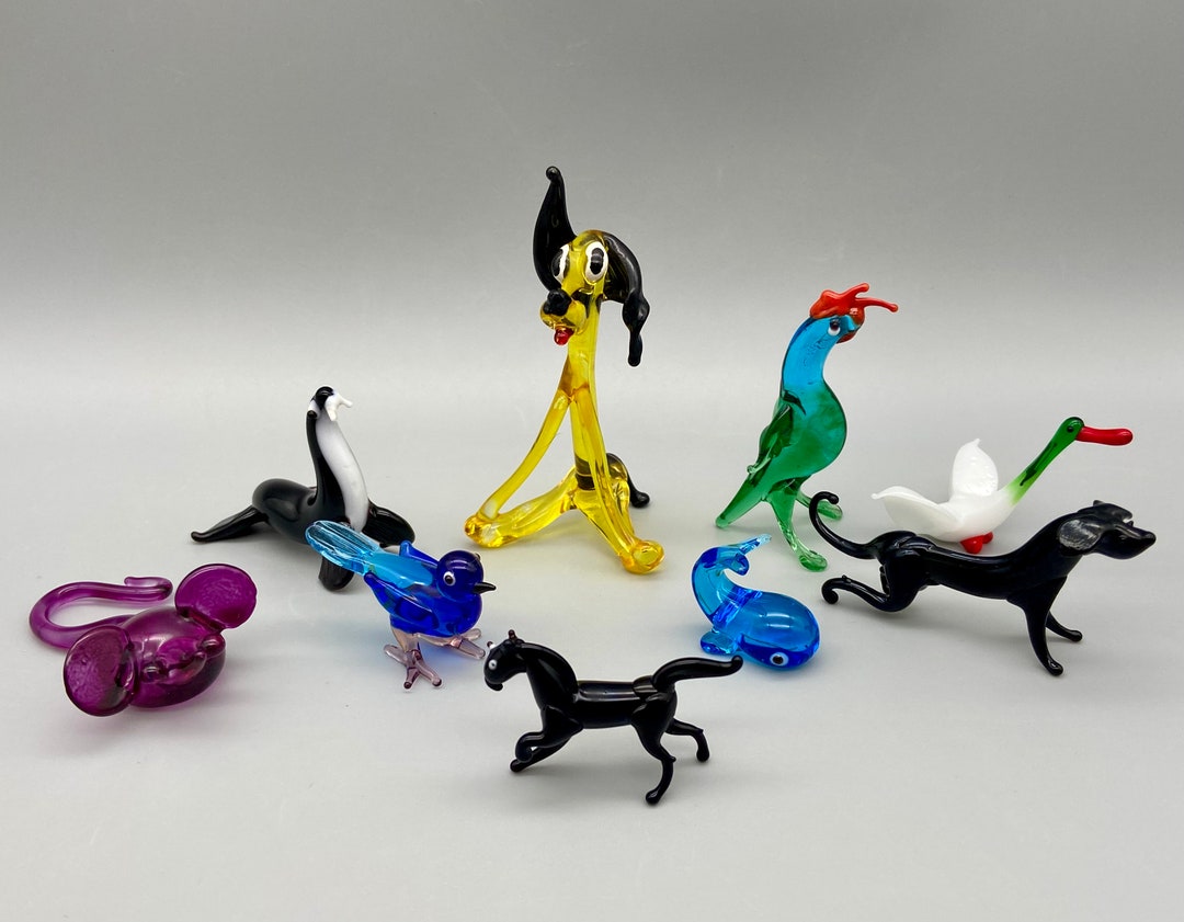 Handblown Lamp Work Glass Figurines Collection Lot of 9, Vintage 1970s ...