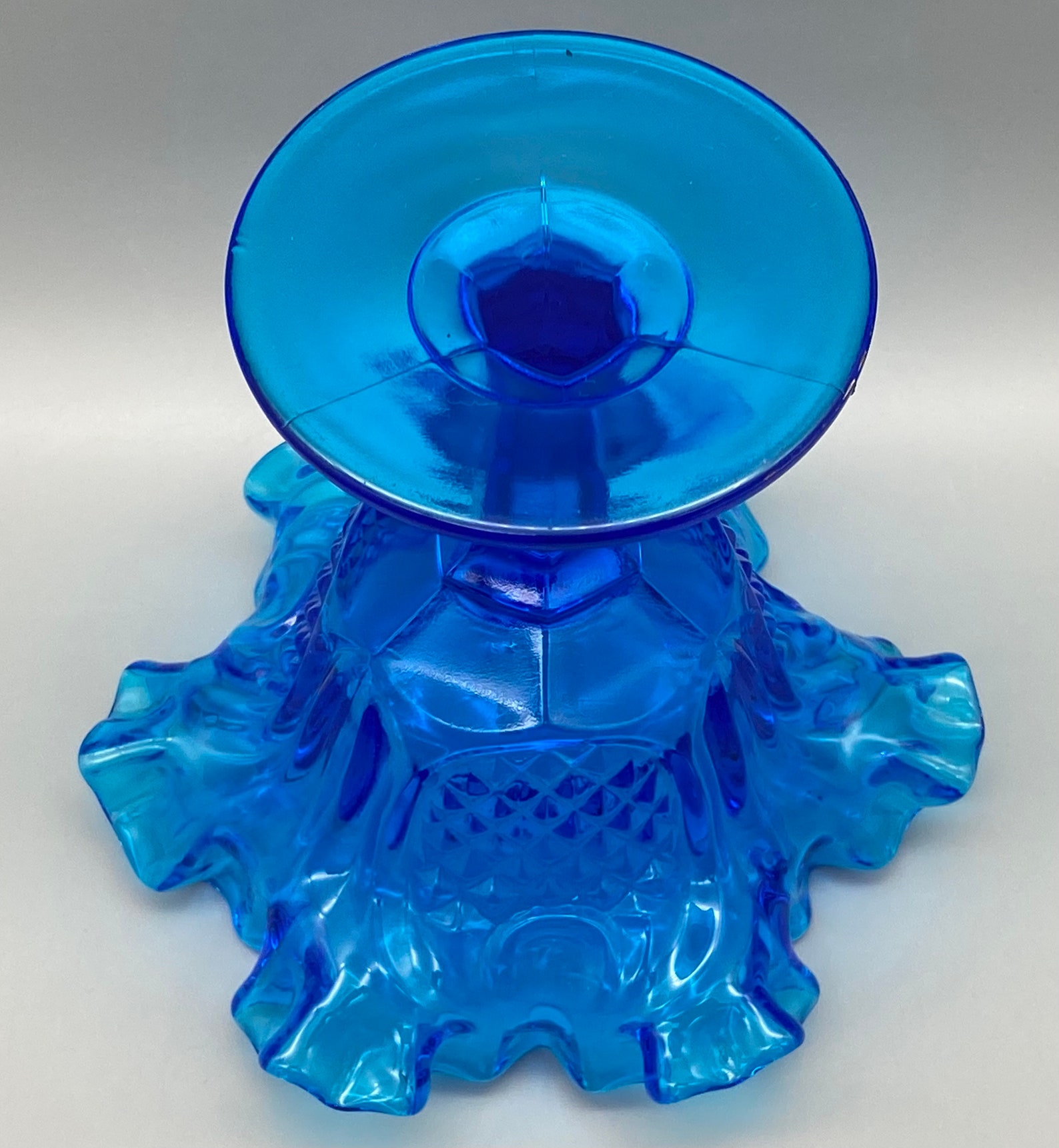 Fenton Glass Colonial Blue Pineapple Compote With Crimped - Etsy