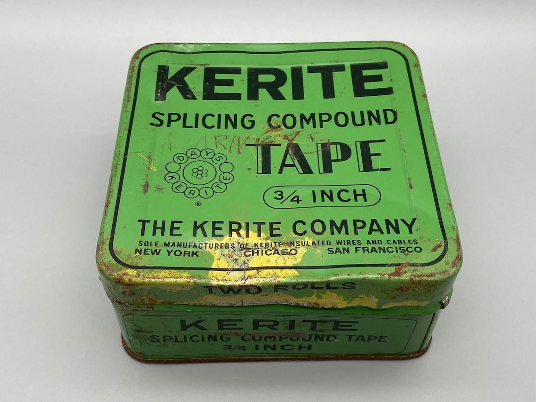 Vintage KERITE Splicing Compound Tape Tin Green With Black Lettering ...