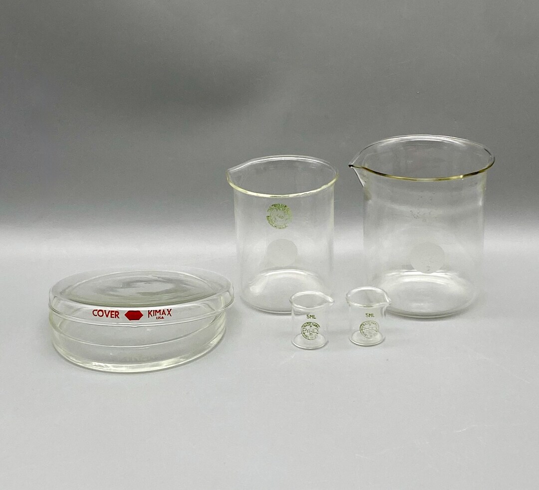 Vintage Laboratory Glassware Pyrex and Kimax, 6 Piece Collection, 4 ...