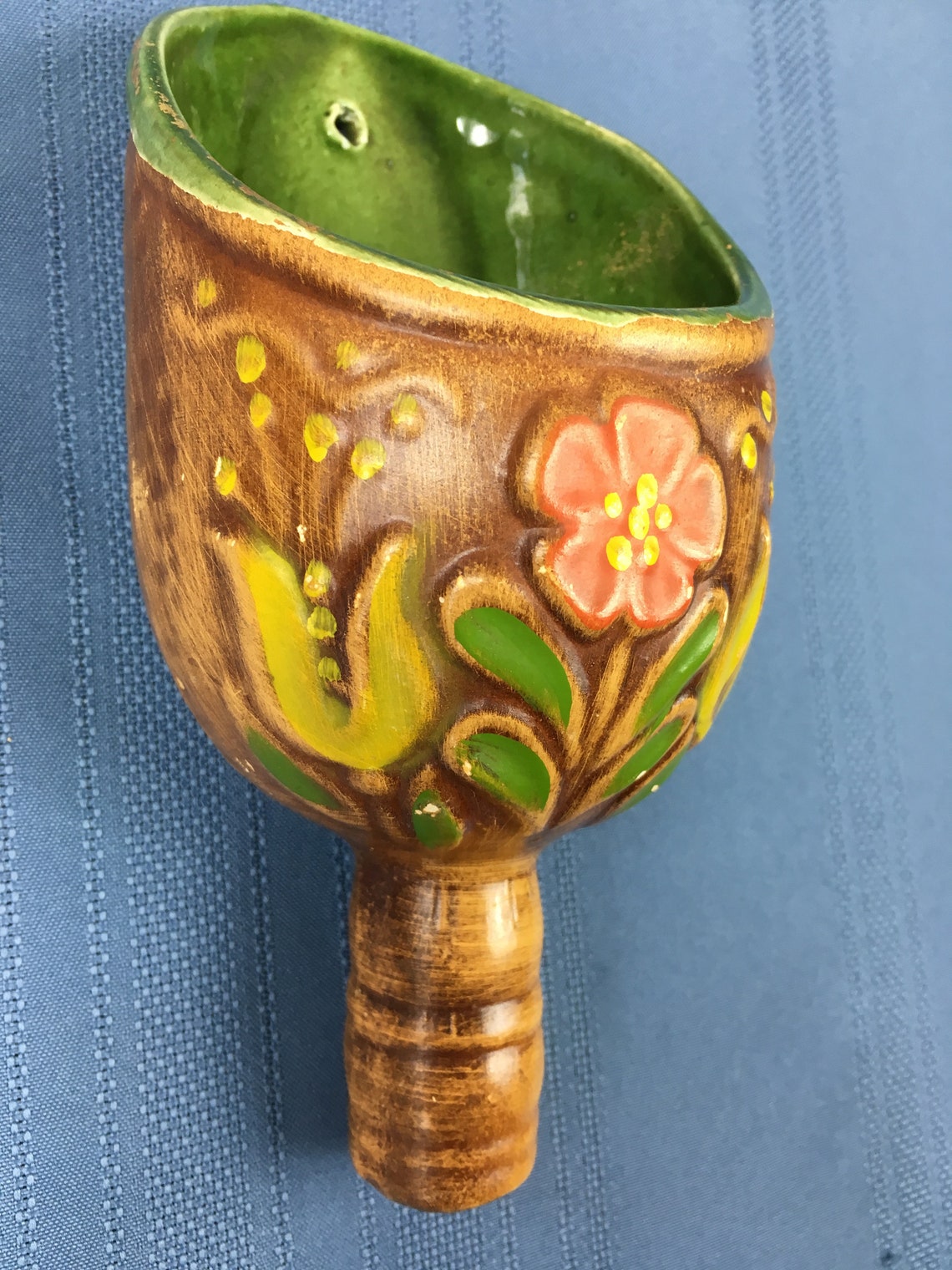 Vintage Maurice California Pottery Wall Pocket Brown Scoop | Etsy