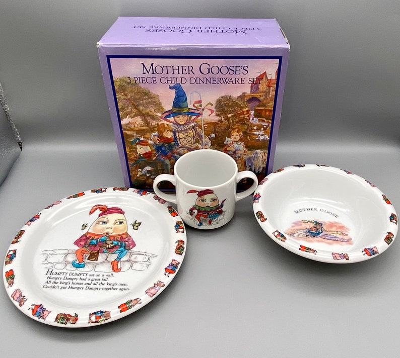 Mother Goose's 3 Piece Porcelain Child Dinnerware Set - Etsy