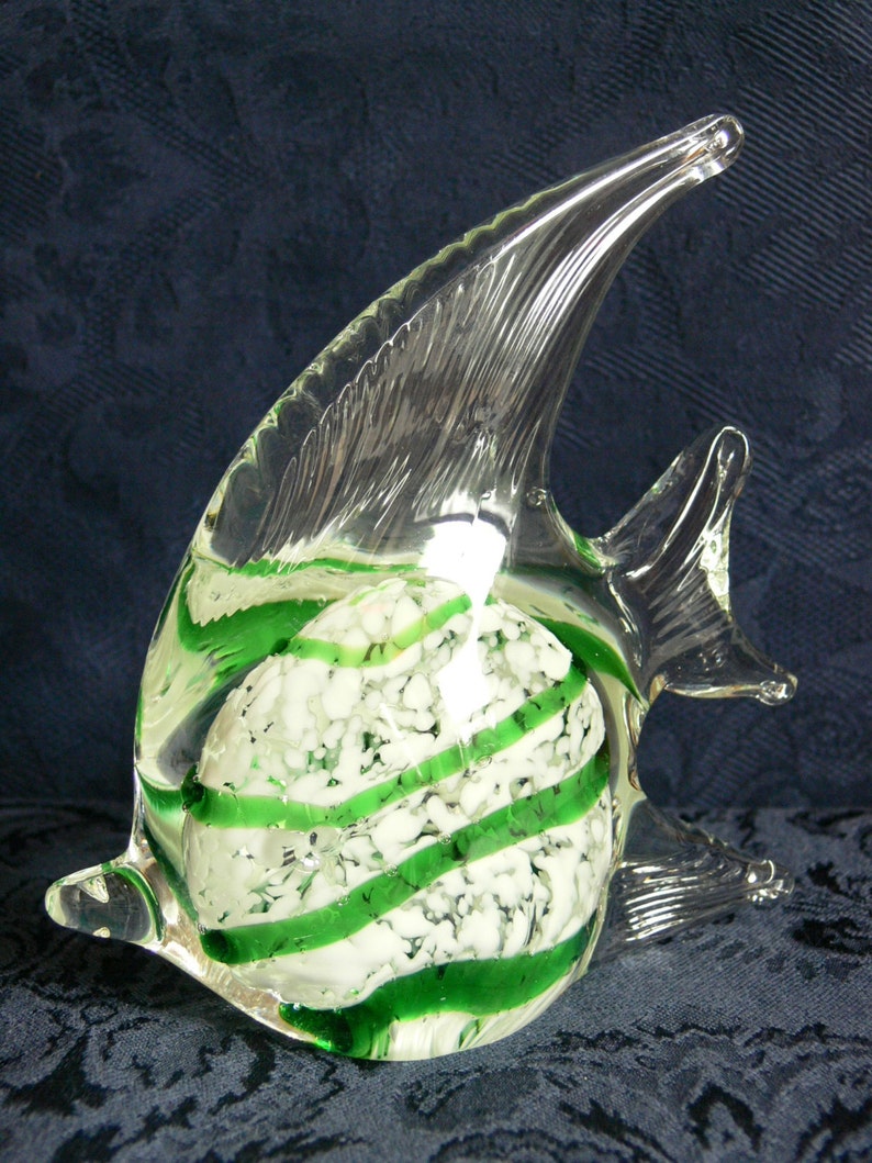 Art Glass Fish Paperweight Glass Angelfish Handmade Clear | Etsy
