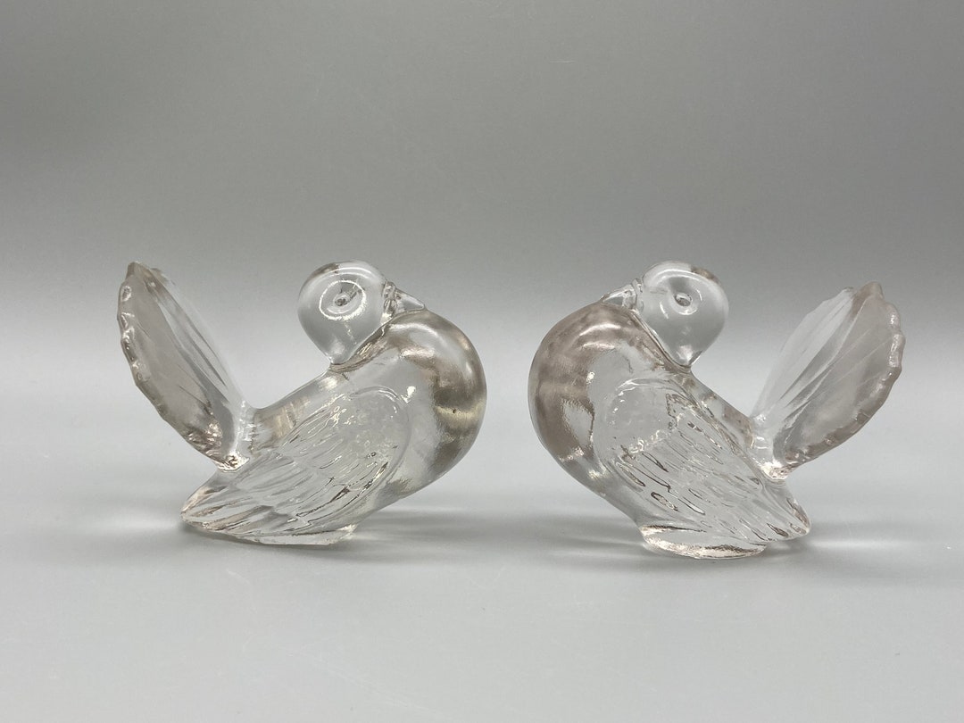 Vintage Westmoreland Glass Pouter Pigeon Figurines - Mid-century Bird ...