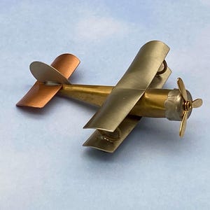 Airplane Brooch Mixed Metal Biplane Unique/unbranded Brass Copper ...