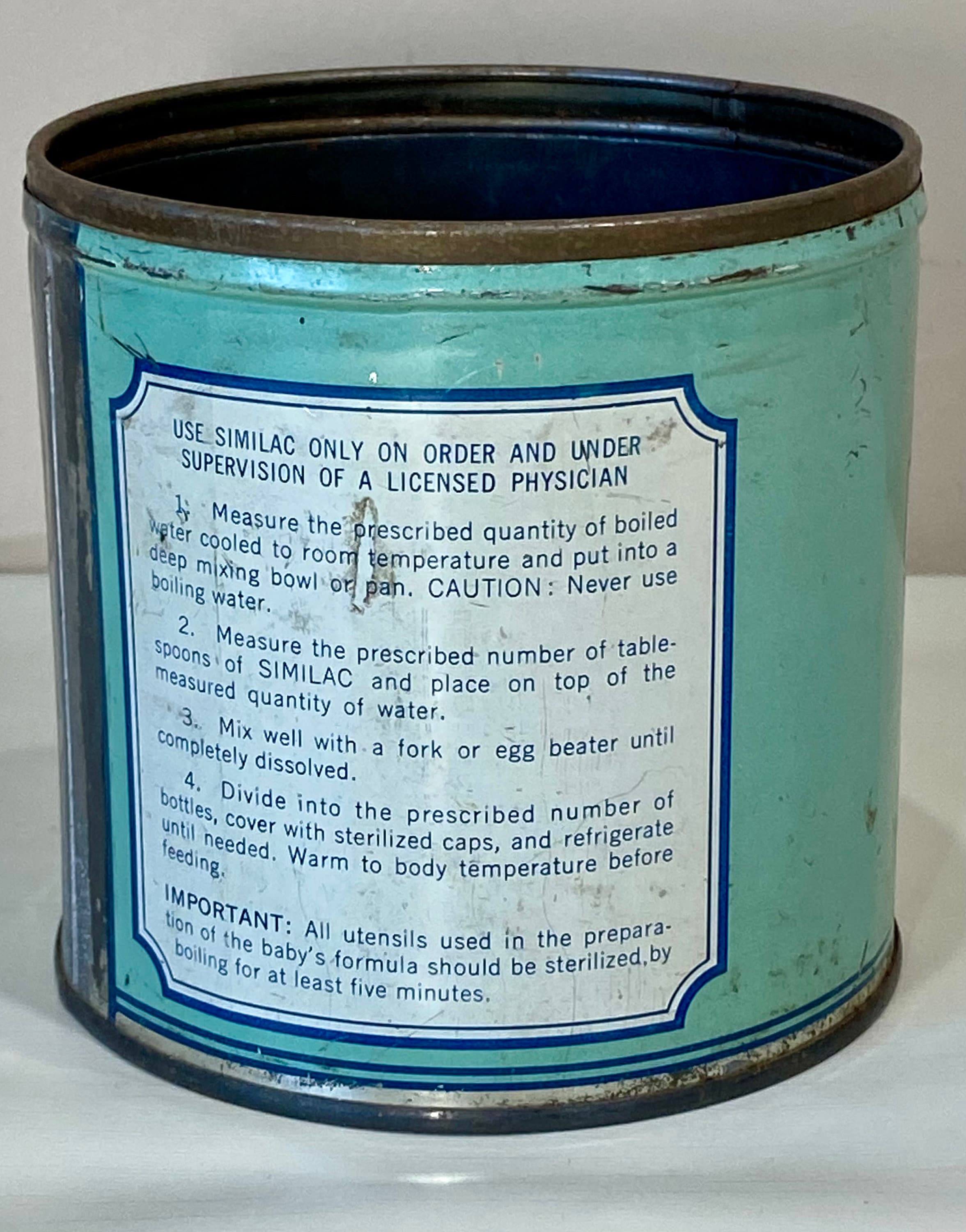 Vintage 1940s Similac Tin: Turquoise Blue Advertising, Rustic Farmhouse ...