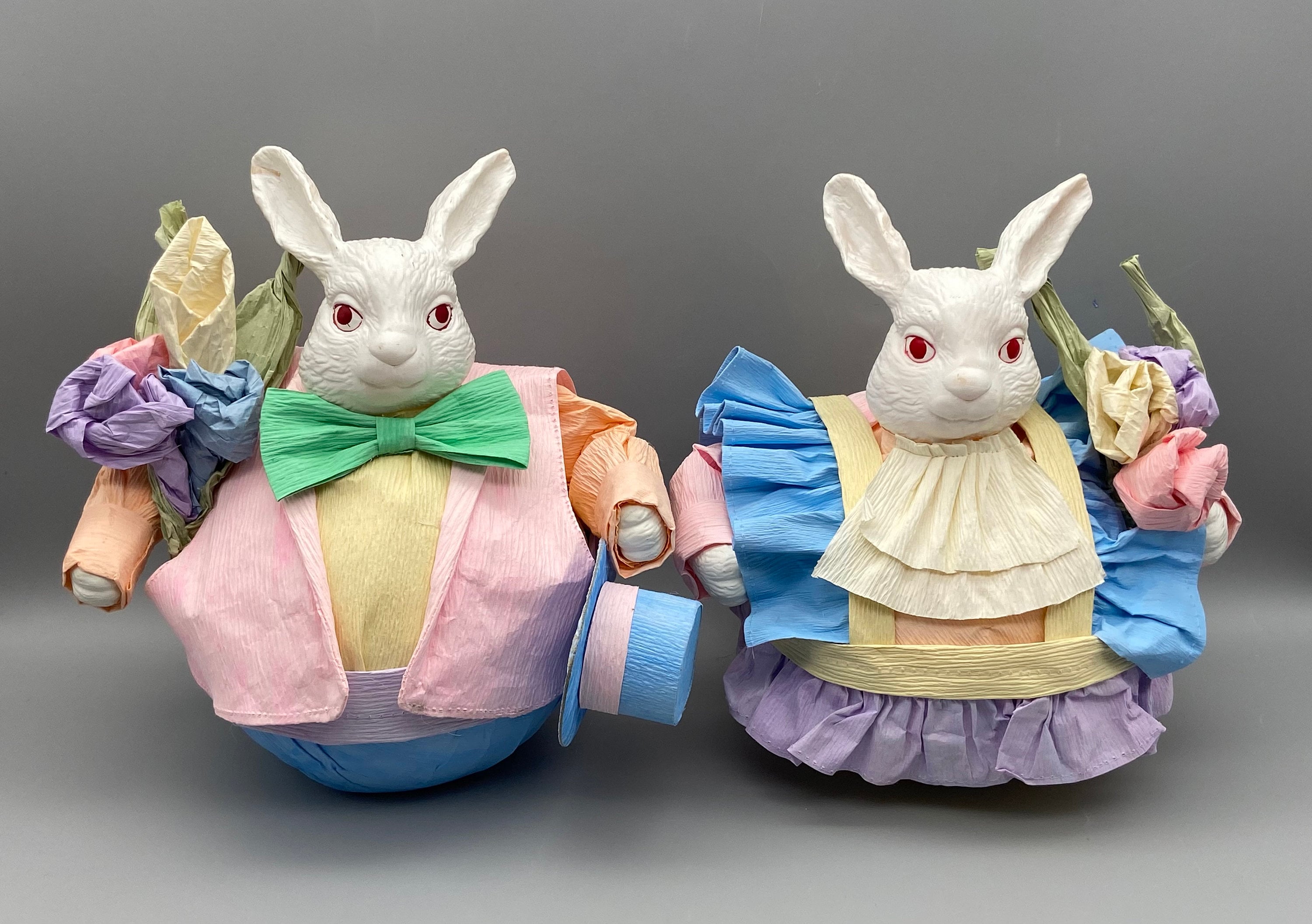 Easter Bunny Rabbits Anthropomorphic Man and Lady Plastic Blow - Etsy