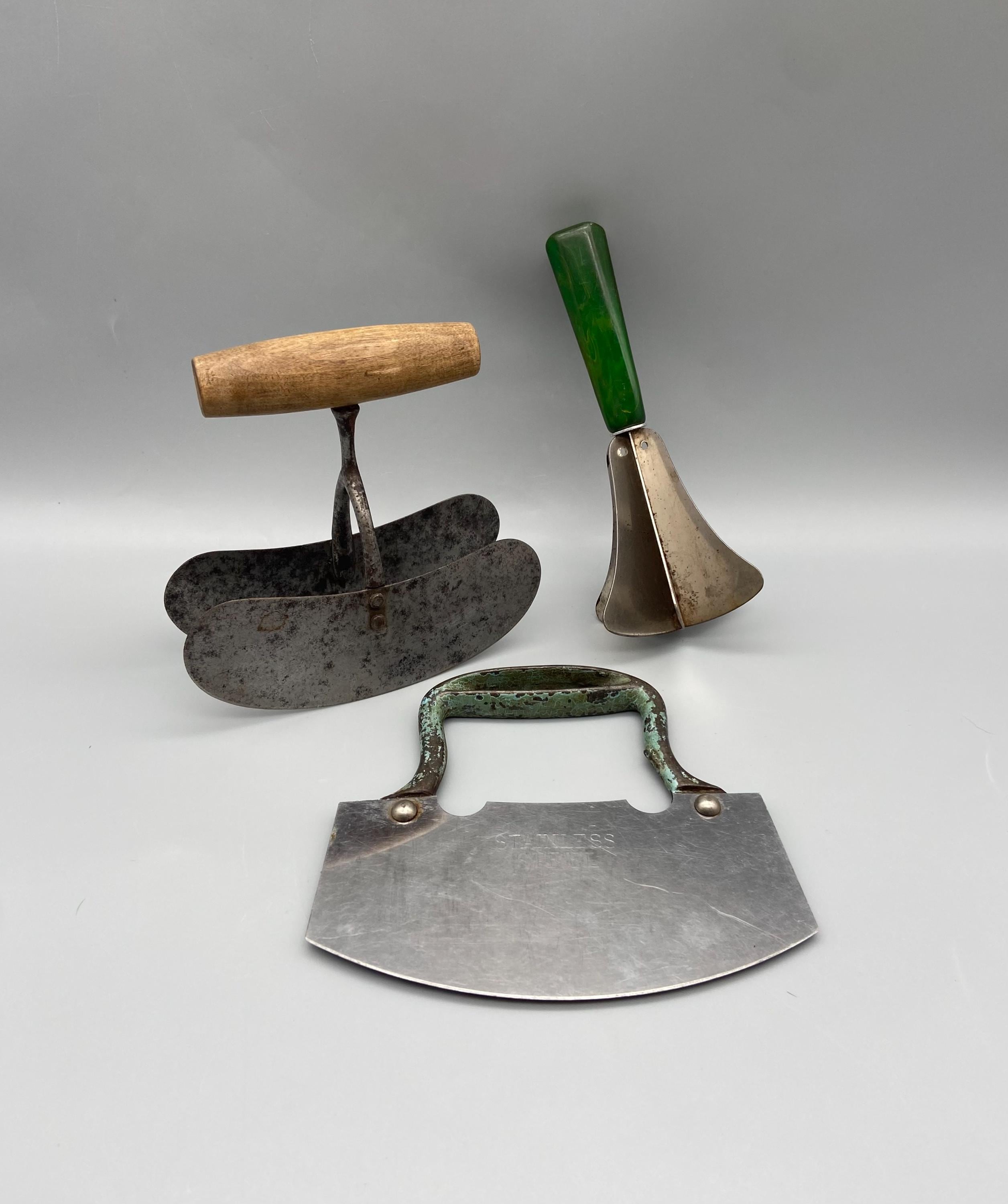Vintage Herb Chopper Set: Bakelite, Wood & Steel Handles, Primitive ...