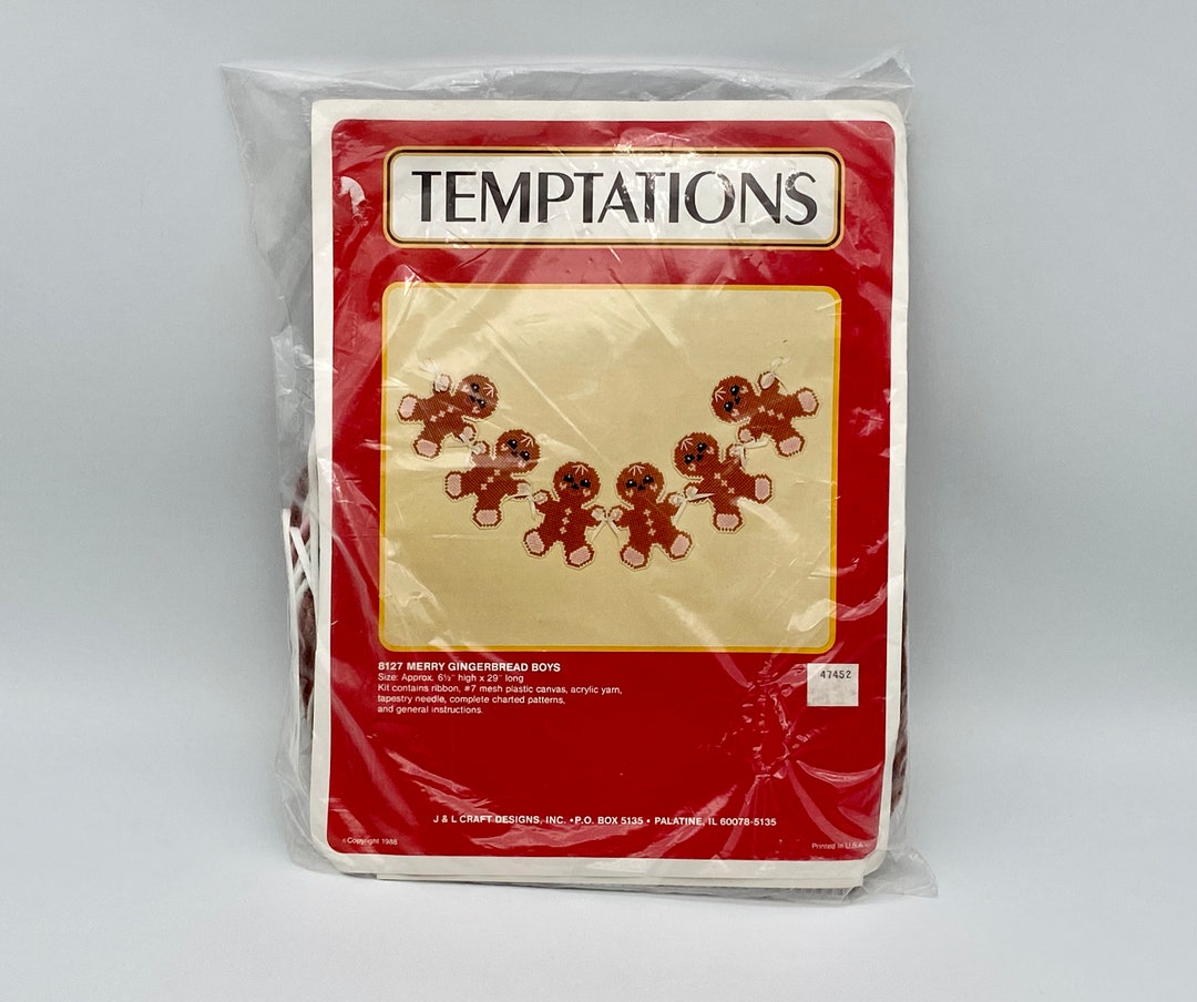Vintage 1988 Gingerbread Boys Christmas Garland Kit - Temptations #8127 ...