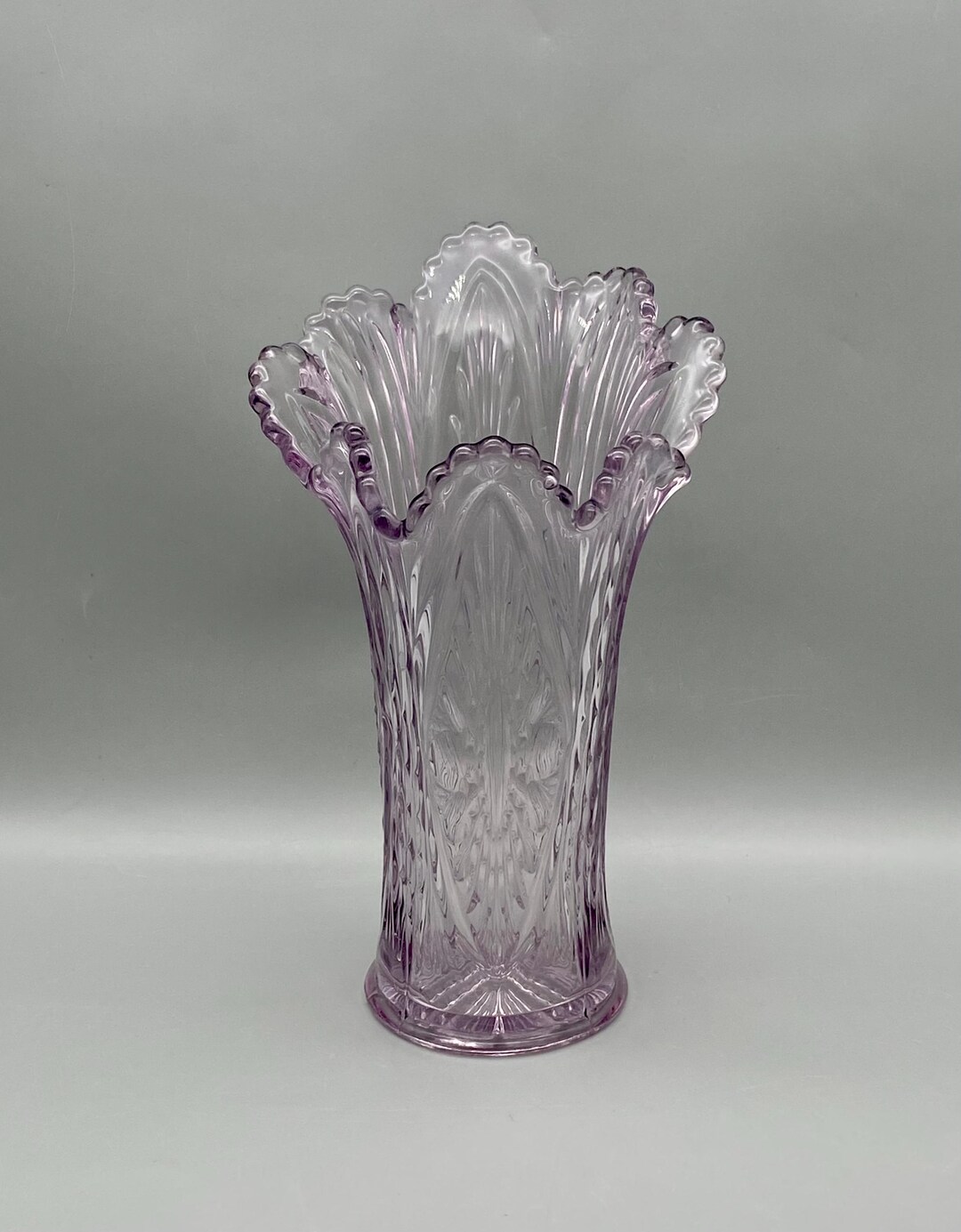 Antique Sun Purple Glass Vase: EAPG Scalloped Ruffled Edge, 9" Tall - Etsy